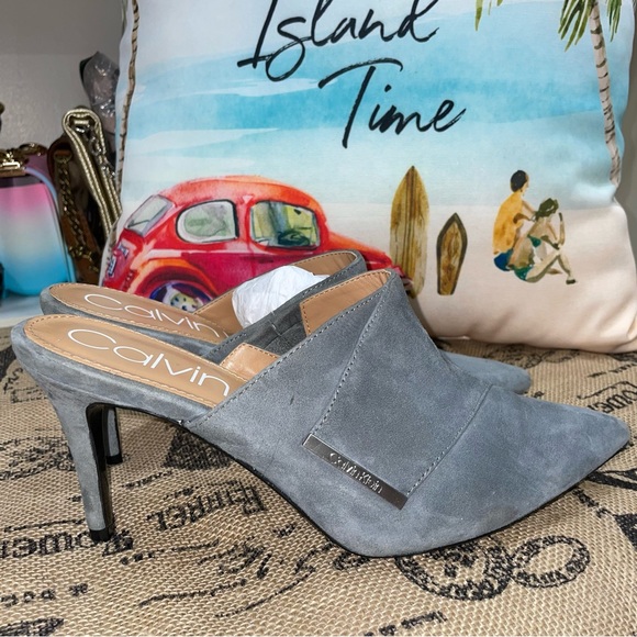 Calvin Klein | Shoes | Calvin Klein Grecia Bluegray Suede Pointed Toe ...